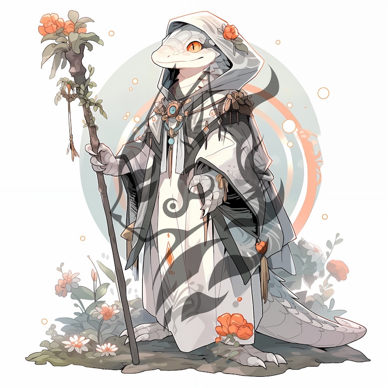 Lizardfolk Cleric Adoptable Character Digital Download HD Image - Etsy