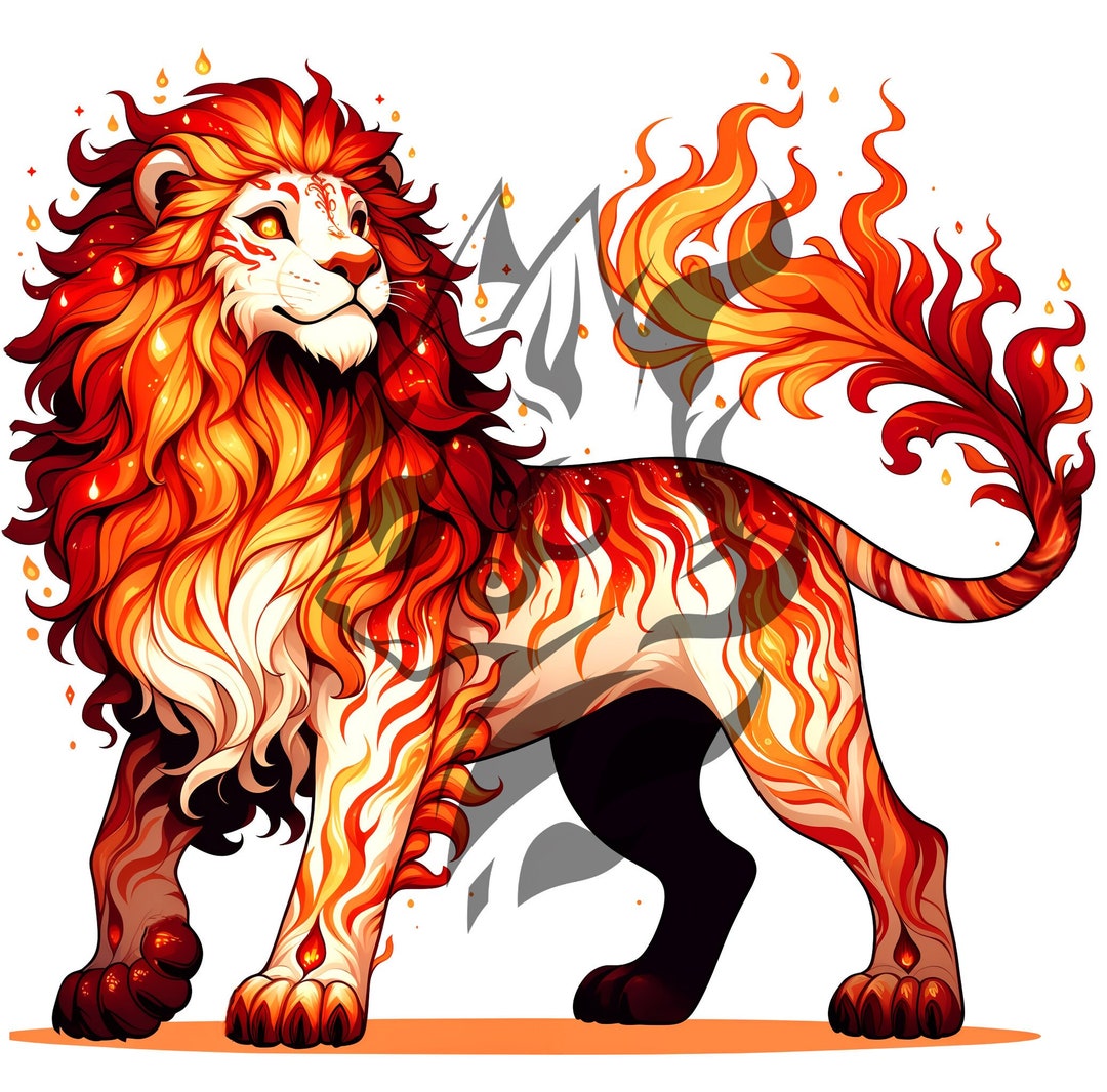 Fire Elemental Lion Adoptable Character - Digital Download HD Image ...