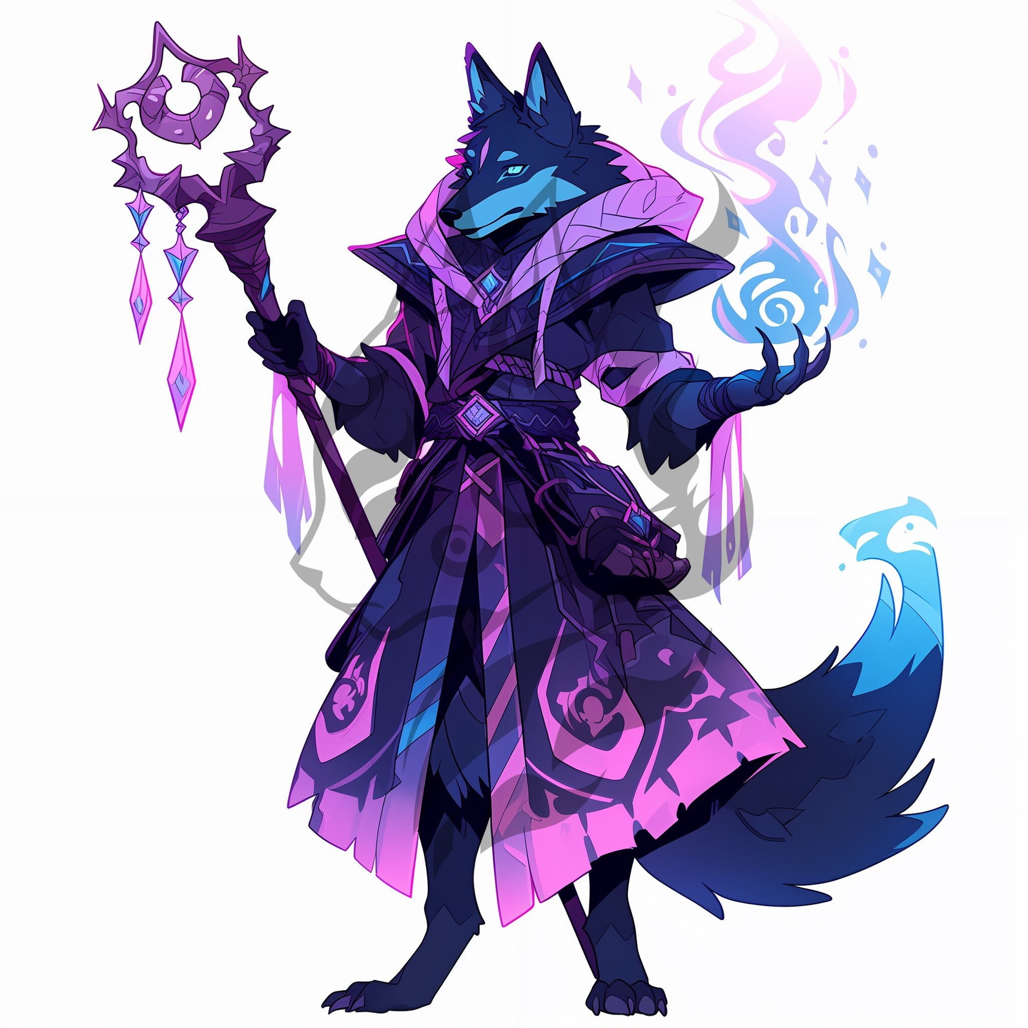 Wolf Wizard Adoptable Character Digital Download HD Image Sorcerer Mage ...