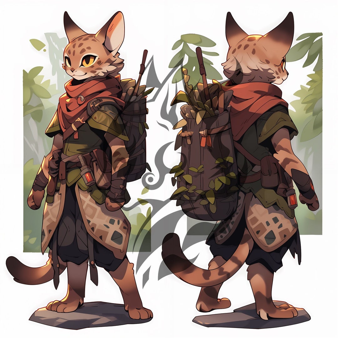 Tabaxi Cat Adventurer Adoptable Character Digital Download HD Image - Etsy