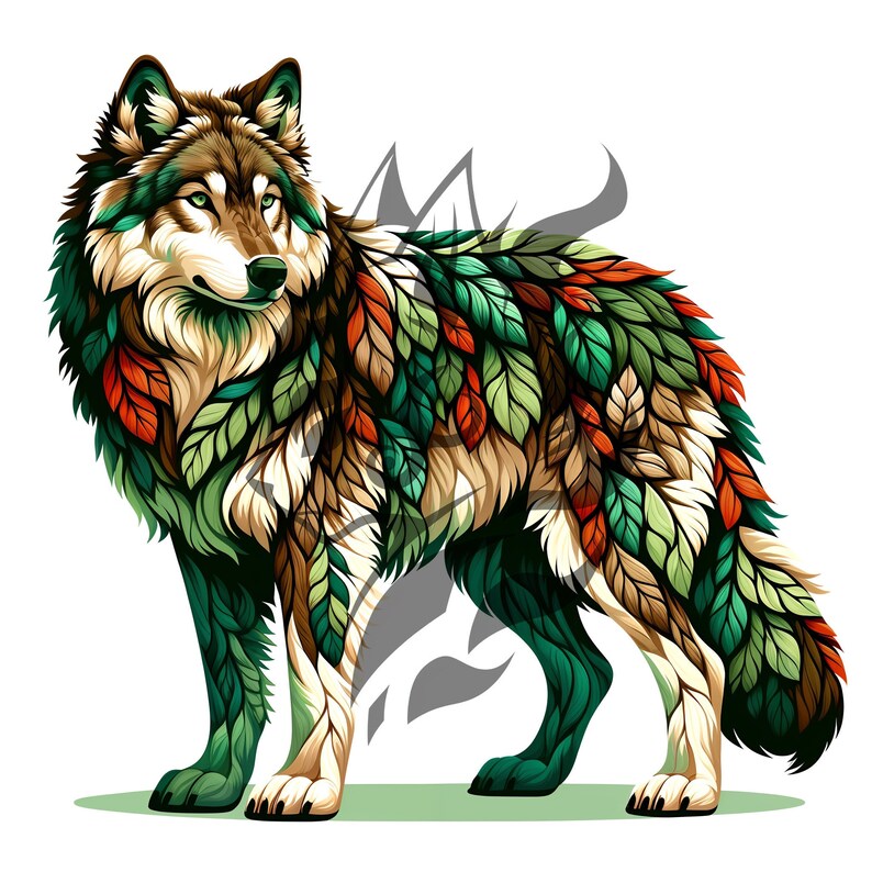 Leaf Wolf Adoptable Character Digital Download HD Image Tattoo Design ...