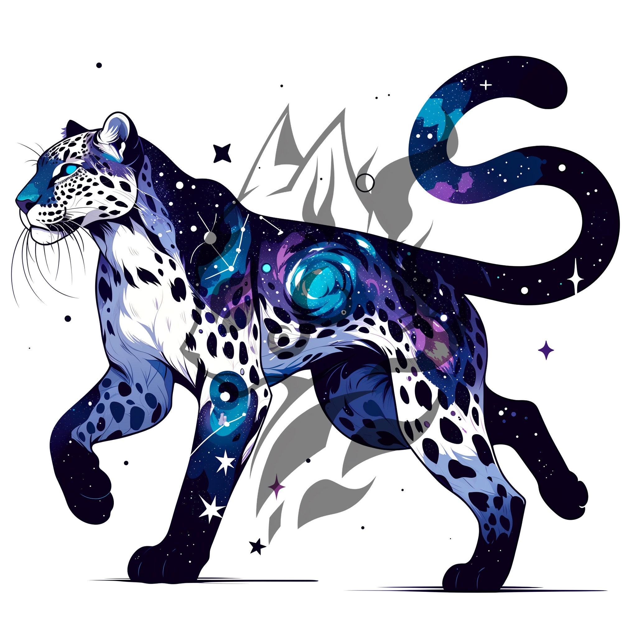Cosmic Leopard Adoptable Character - Digital Download HD Image - Tattoo ...