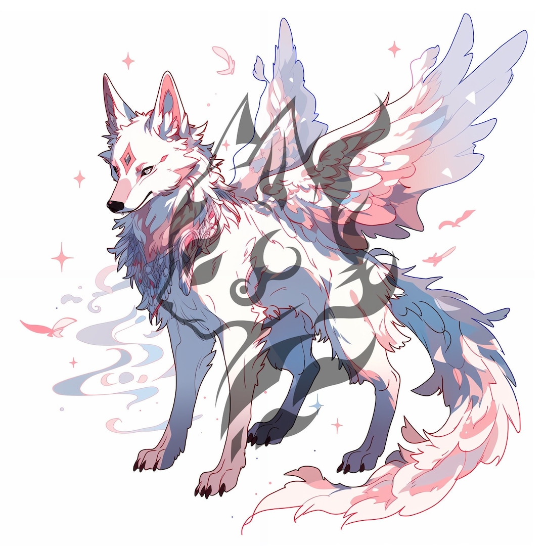 Winged Wolf Adoptable Character - Digital Download HD Image - Unique ...