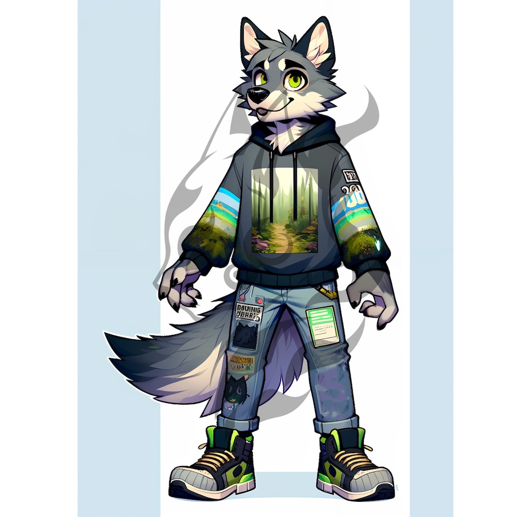 Anthro Wolf Furry Adoptable Character - Digital Download HD Image ...