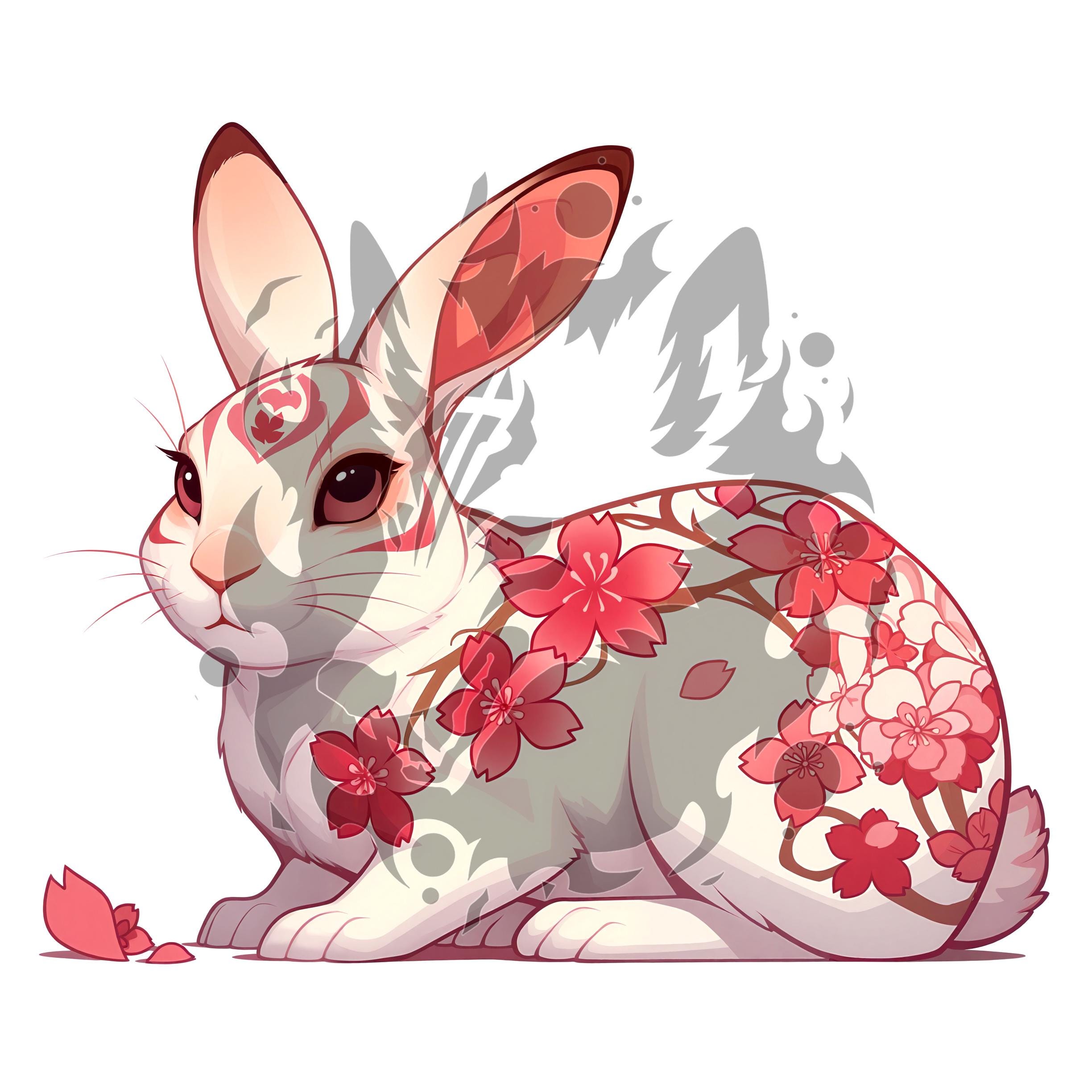 Rose Rabbit Tattoo Design - Digital Download HD Image - Unique Original ...