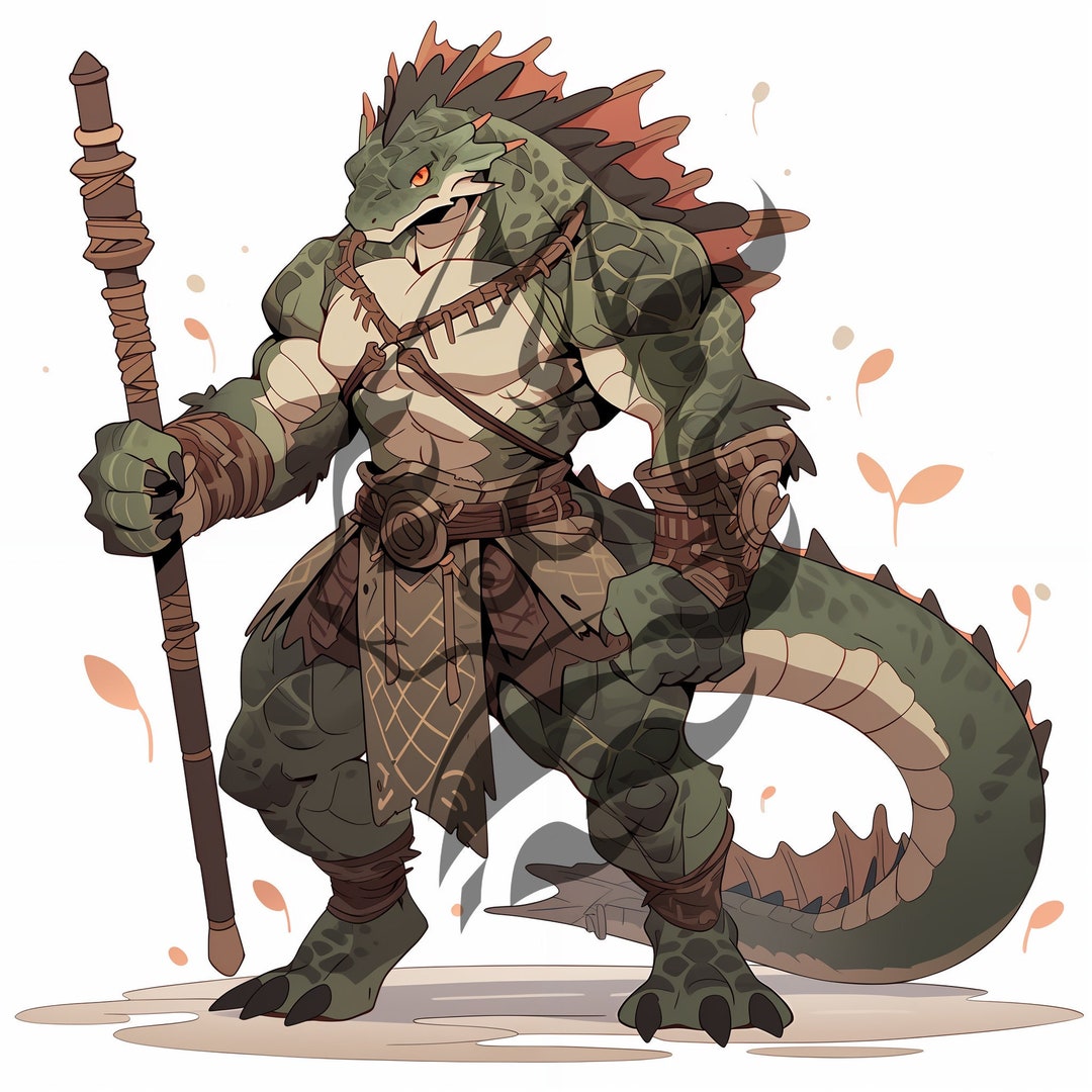 Lizardfolk Barbarian Adoptable Character Digital Download HD Image - Etsy