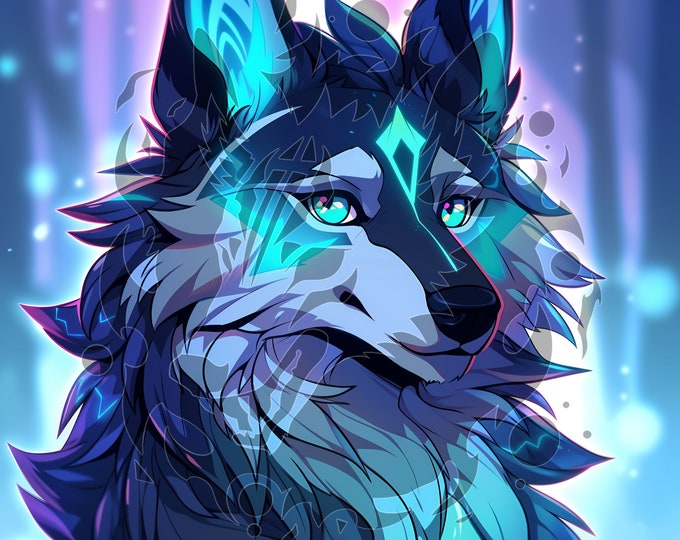 Animated Blue Wolf Profile Pic PFP - Digital Download HD Image - Unique ...