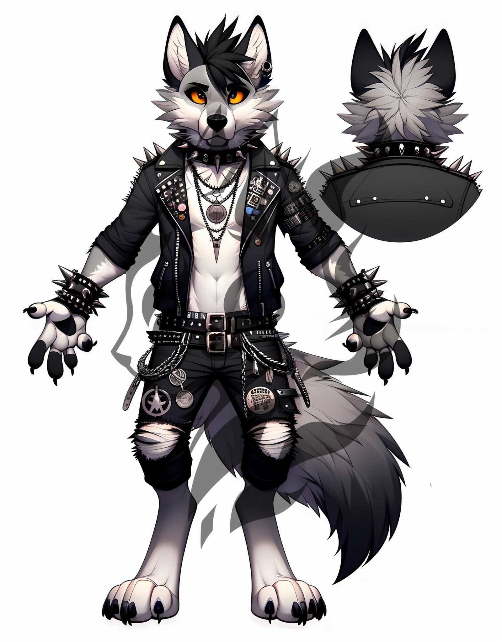 Punk Wolf Furry Adoptable Character Digital Download HD Image - Etsy