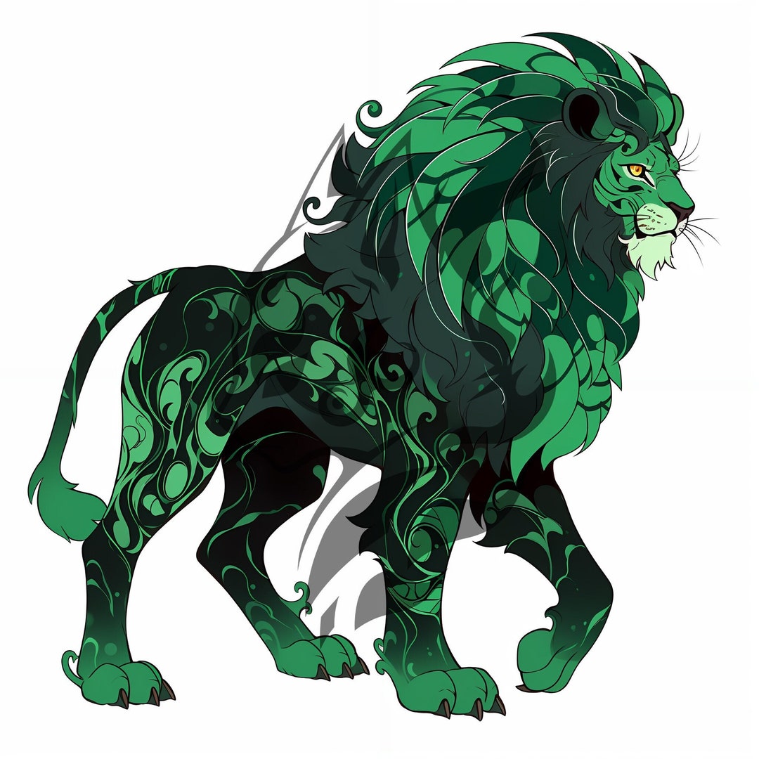 Malachite Lion Adoptable Character - Digital Download HD Image - Unique ...