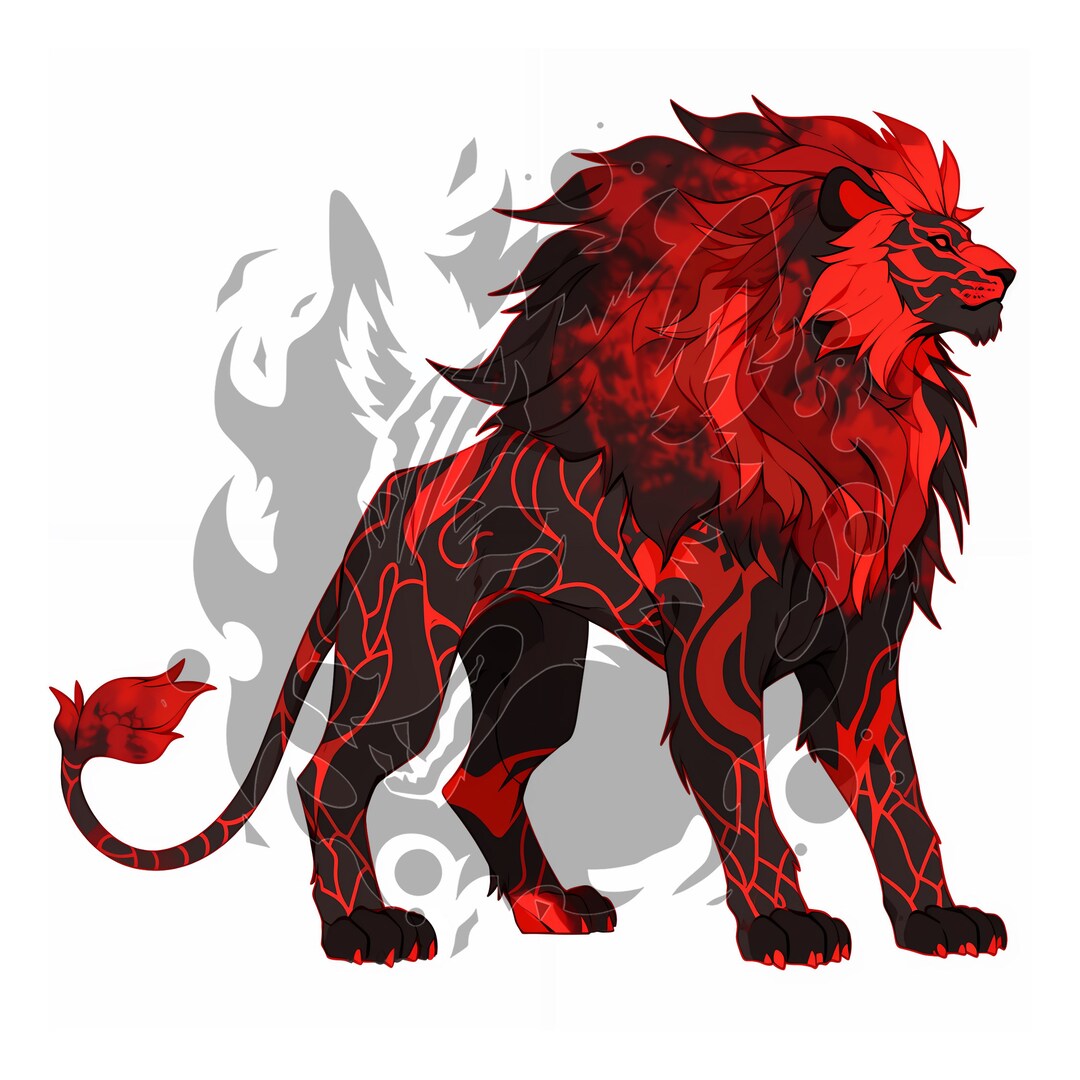Red and Black Lion Adoptable Character - Digital Download HD Image ...