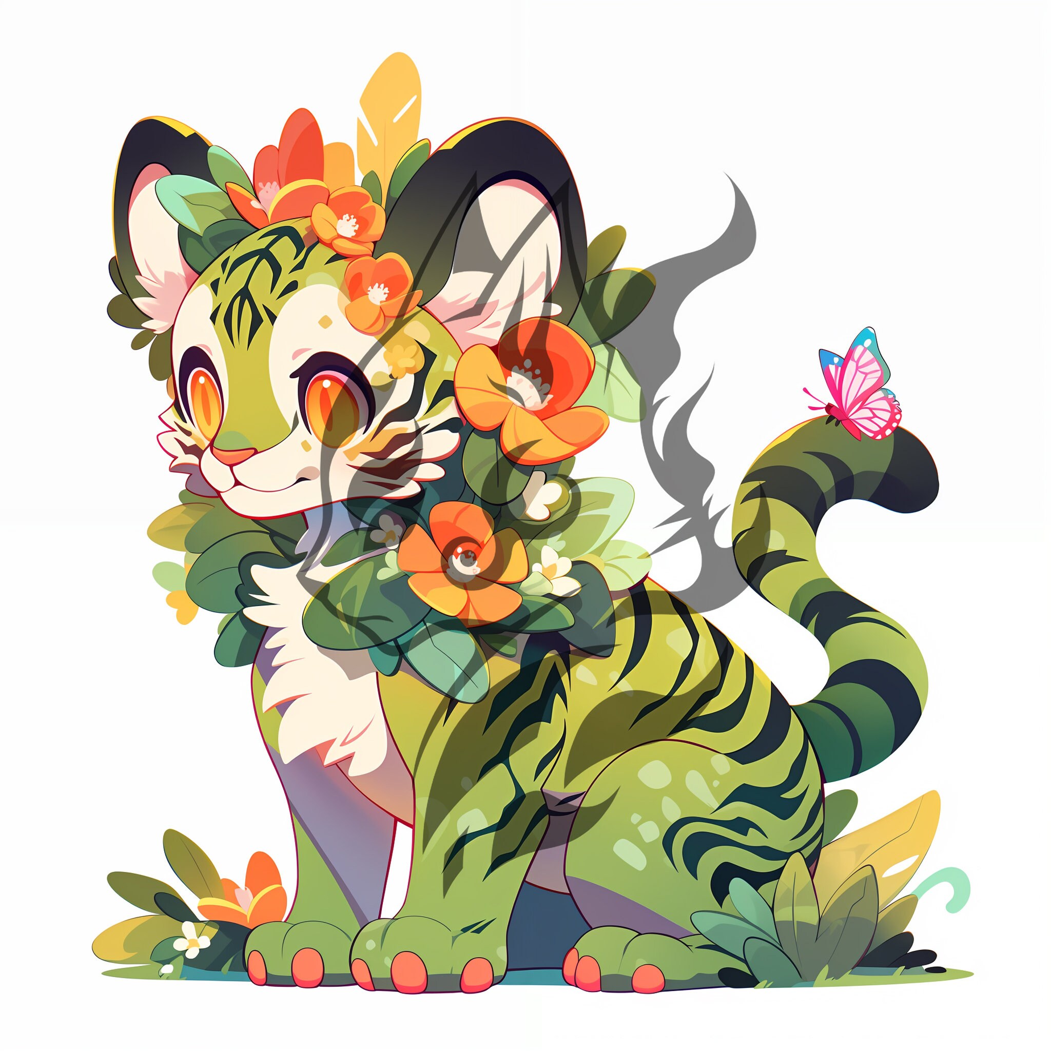 Nature Elemental Tiger Adoptable Character Digital Download HD Image - Etsy
