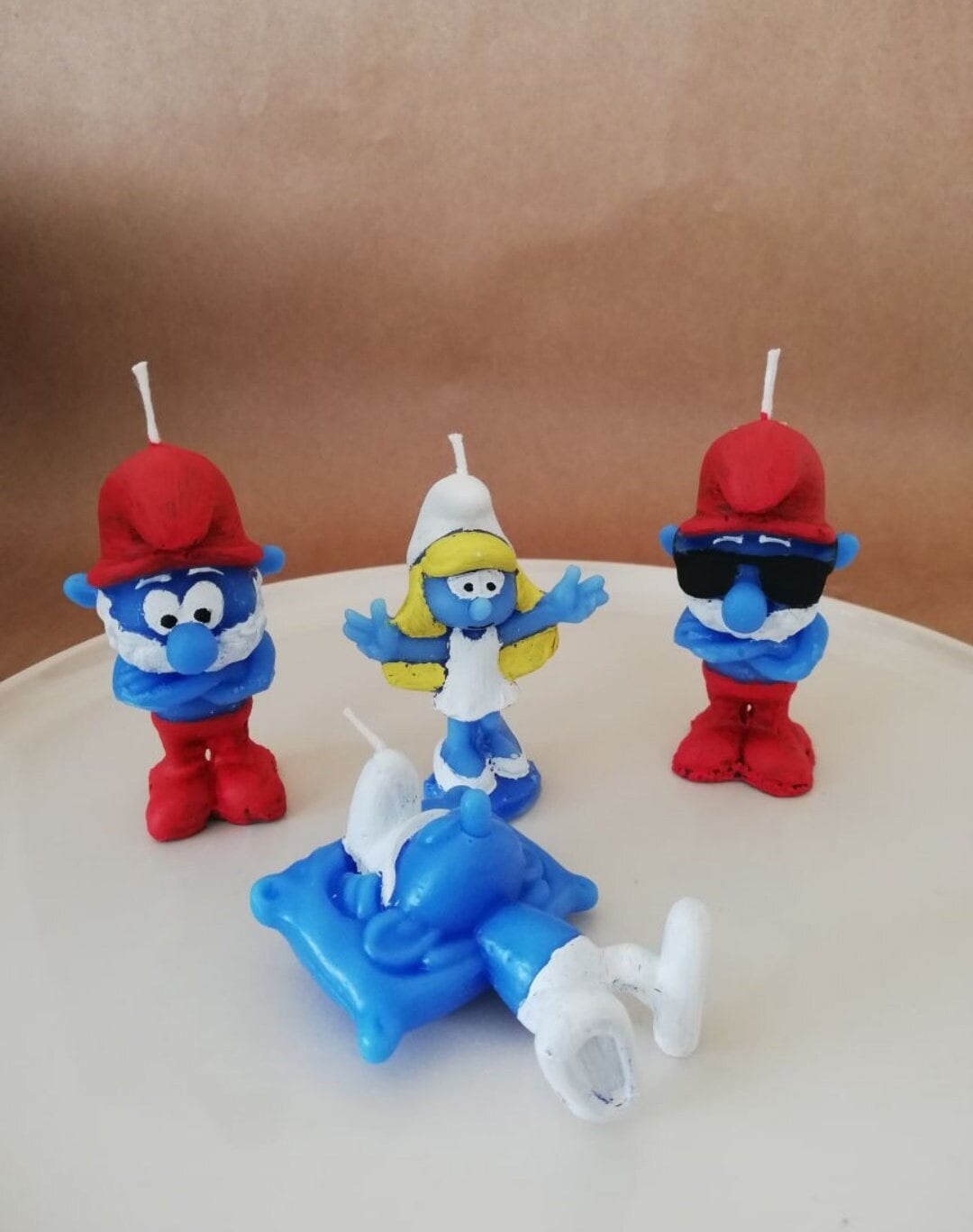 The Smurfs Figure Candle SET- Scented Smurfs Papa Candle - Cute Smurfs ...