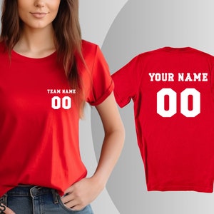 Custom Team T-shirt, Name and Number, Customized Football Shirt ...