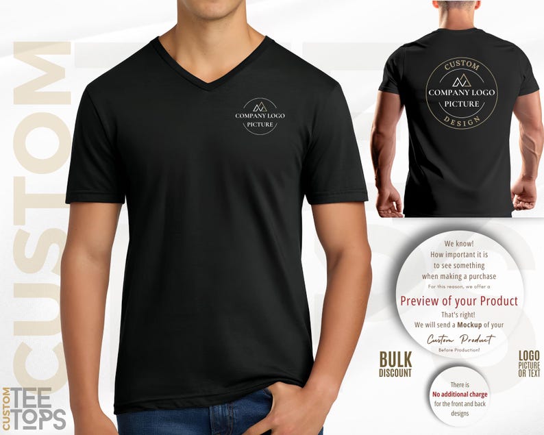 Front and Back Your Custom Logo T-shirt: Bulk Personalized Company ...