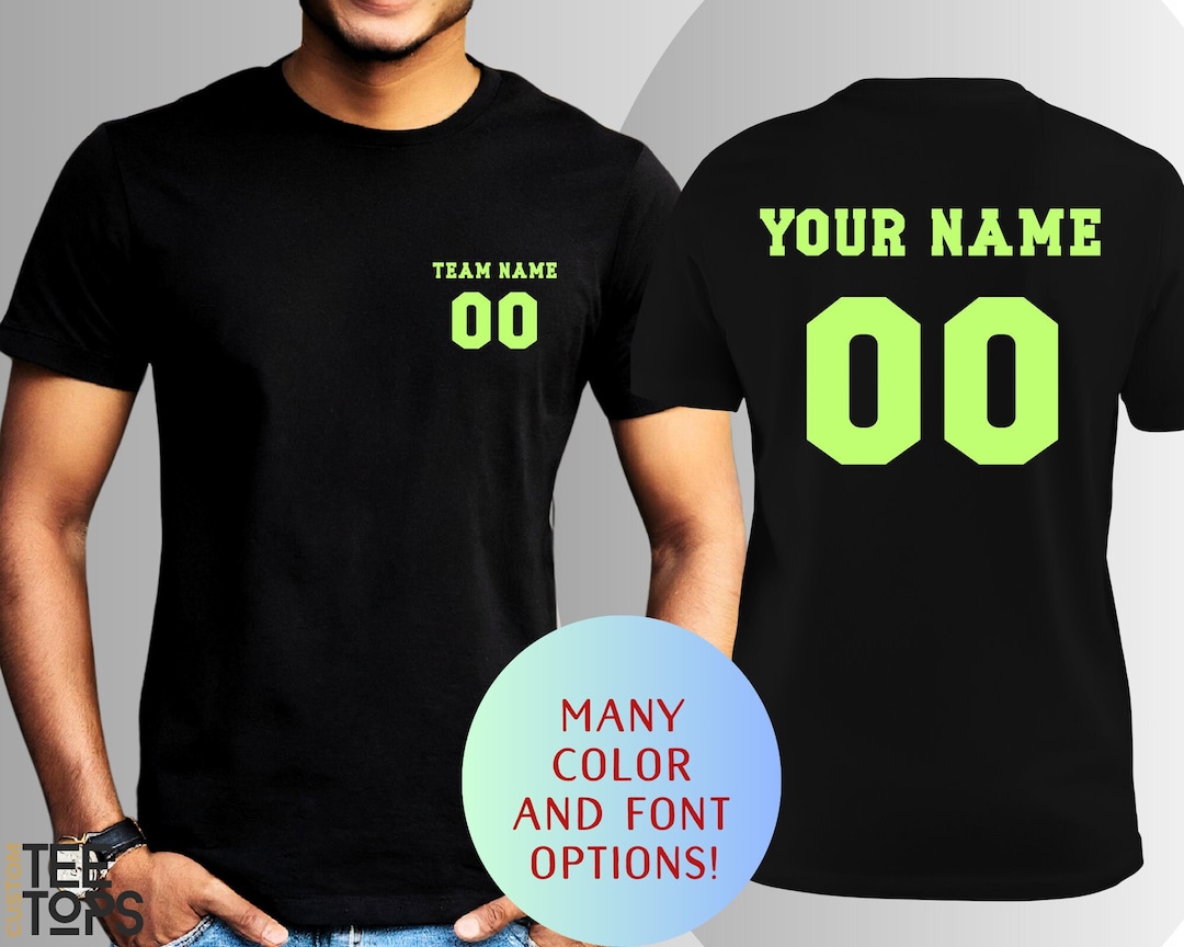 Custom Team T-shirt, Name and Number, Customized Football Shirt ...