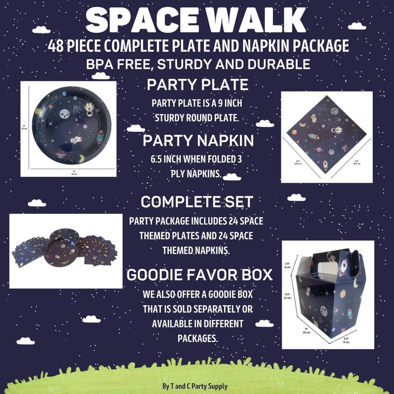 Outer Space Party Decorations Set-48 Count I Plates, Napkins, Astronaut ...