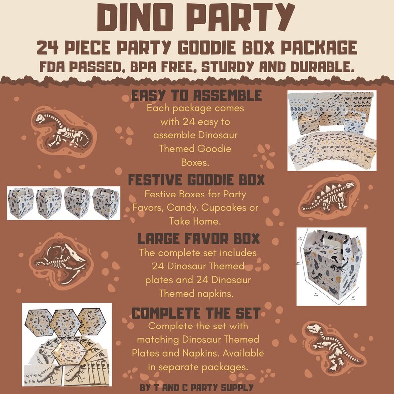 Dinosaur Party Decorations 36 Count. Fossils T-rex Dinosaur Themed ...
