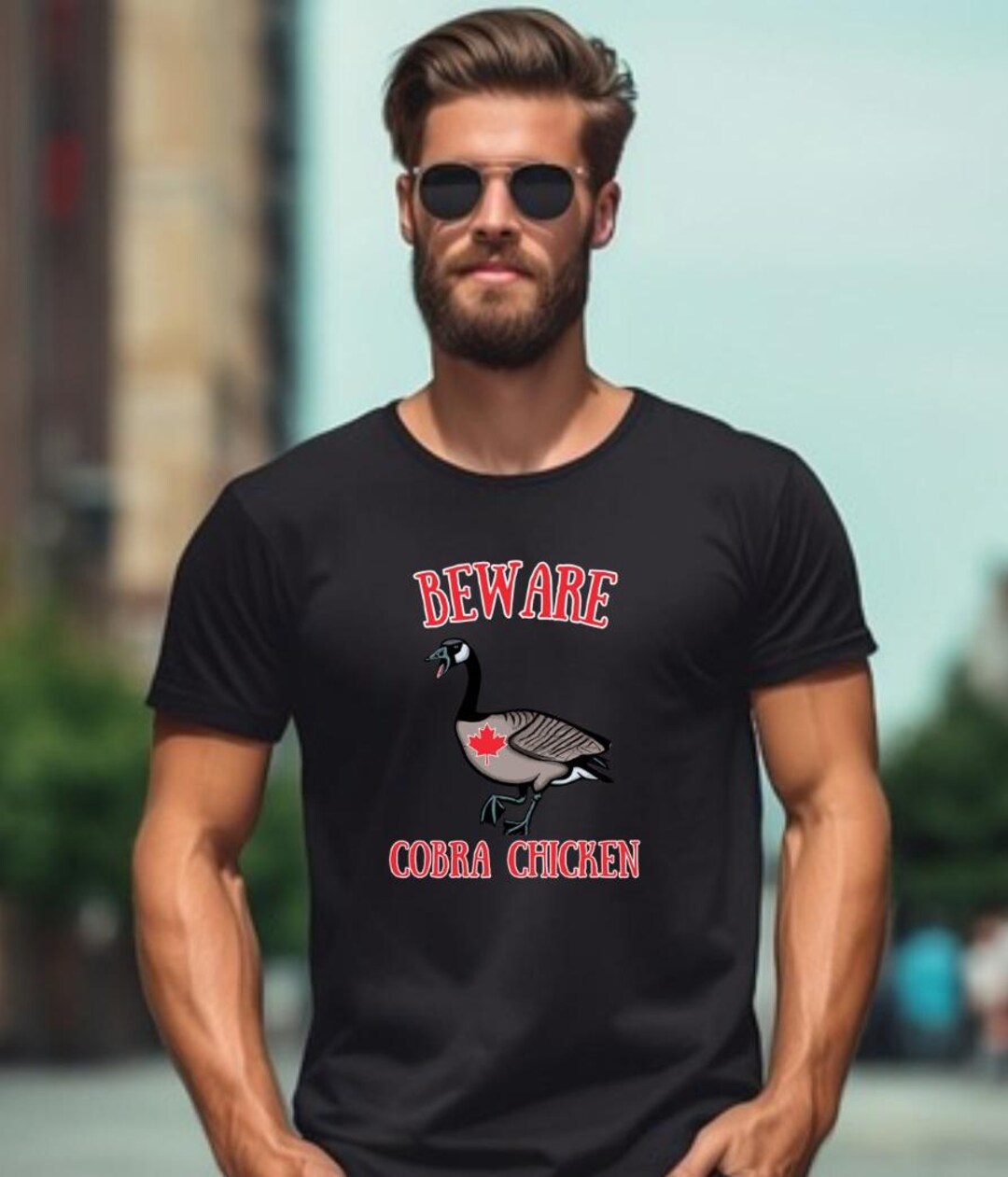 Beware Cobra Chicken Canadian Goose Funny T Shirt for Men Tee for the ...