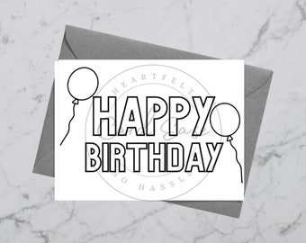 Printable Handmade Happy Birthday Coloring Card - Etsy