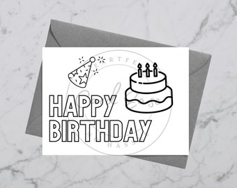 Printable Handmade Happy Birthday Coloring Card - Etsy