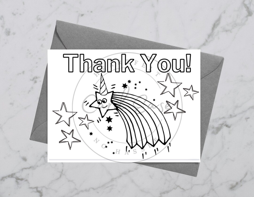 Thank You Coloring Card - Etsy