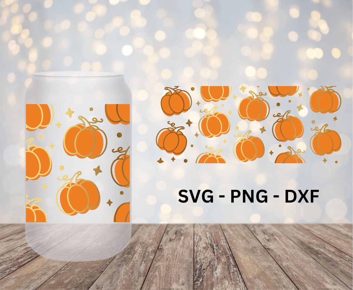 Cute Pumpkins 16oz Glass Can Wrap PNG, Halloween Libbey Wrap, Pumpkins ...