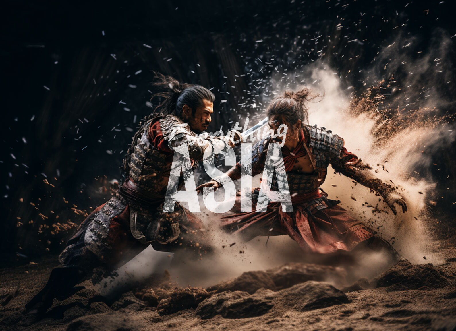 Dramatic Samurai Battle Digital Download Art Print - Japanese Warrior ...