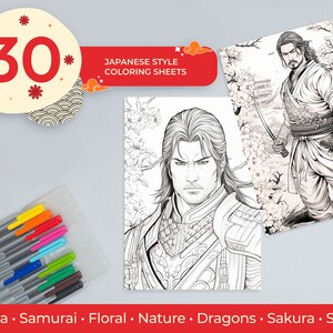 Japanese Style Coloring Pages - 30 Digital Download A4 Printable ...
