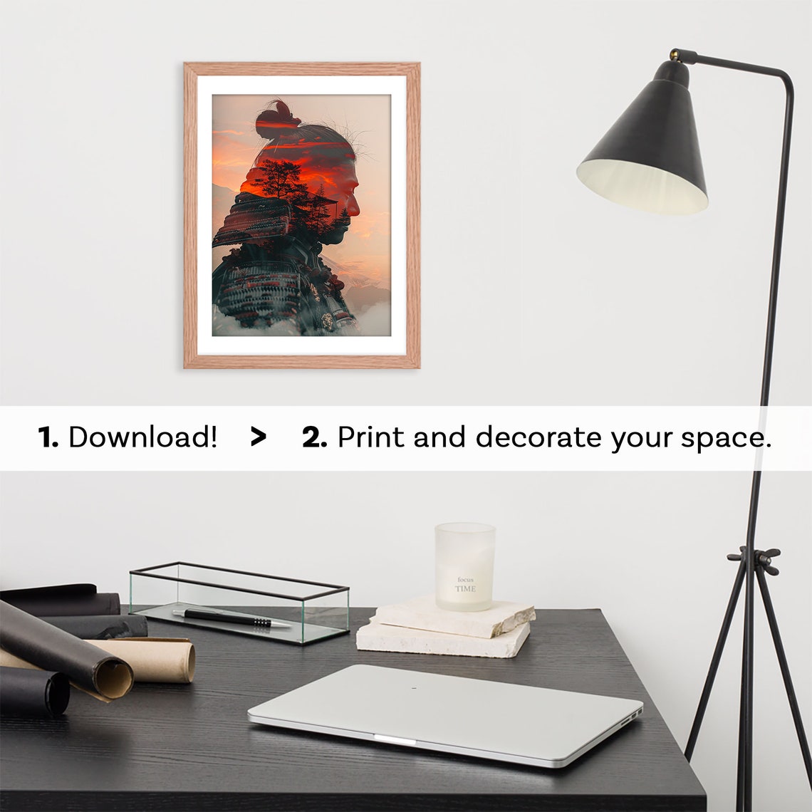 Digital Download: Samurai Shrine Art | Sunset Sky | A4 Print | Japanese ...