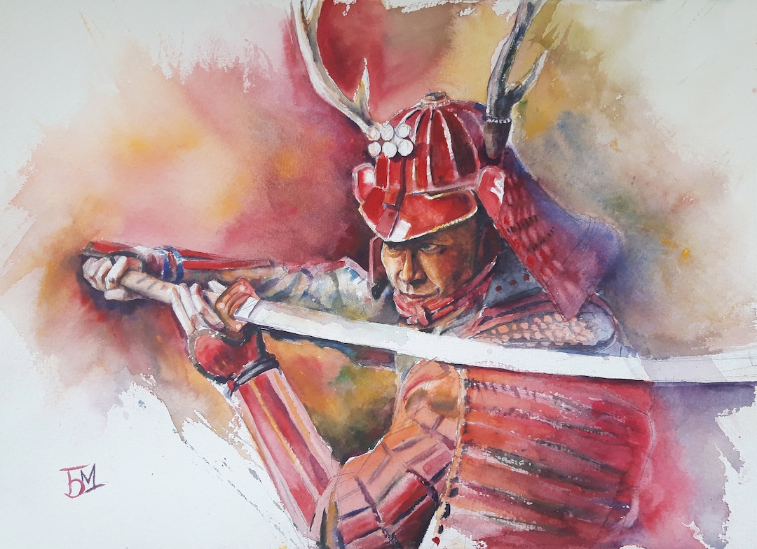 Digital Download: Samurai Watercolor Painting Japanese Art - Etsy