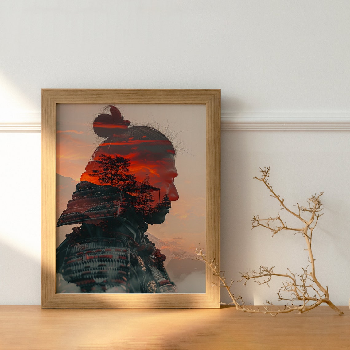 Digital Download: Samurai Shrine Art | Sunset Sky | A4 Print | Japanese ...