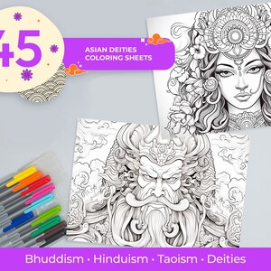 Digital Download: Asian Deities Coloring Sheets, Religious ...