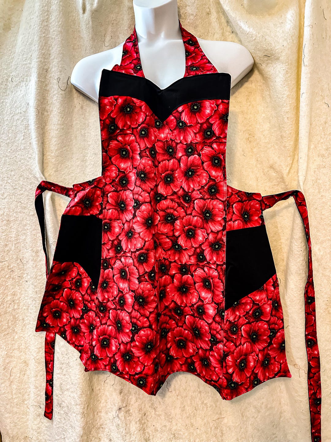 Adult Reversible Apron - Red Poppies - Etsy