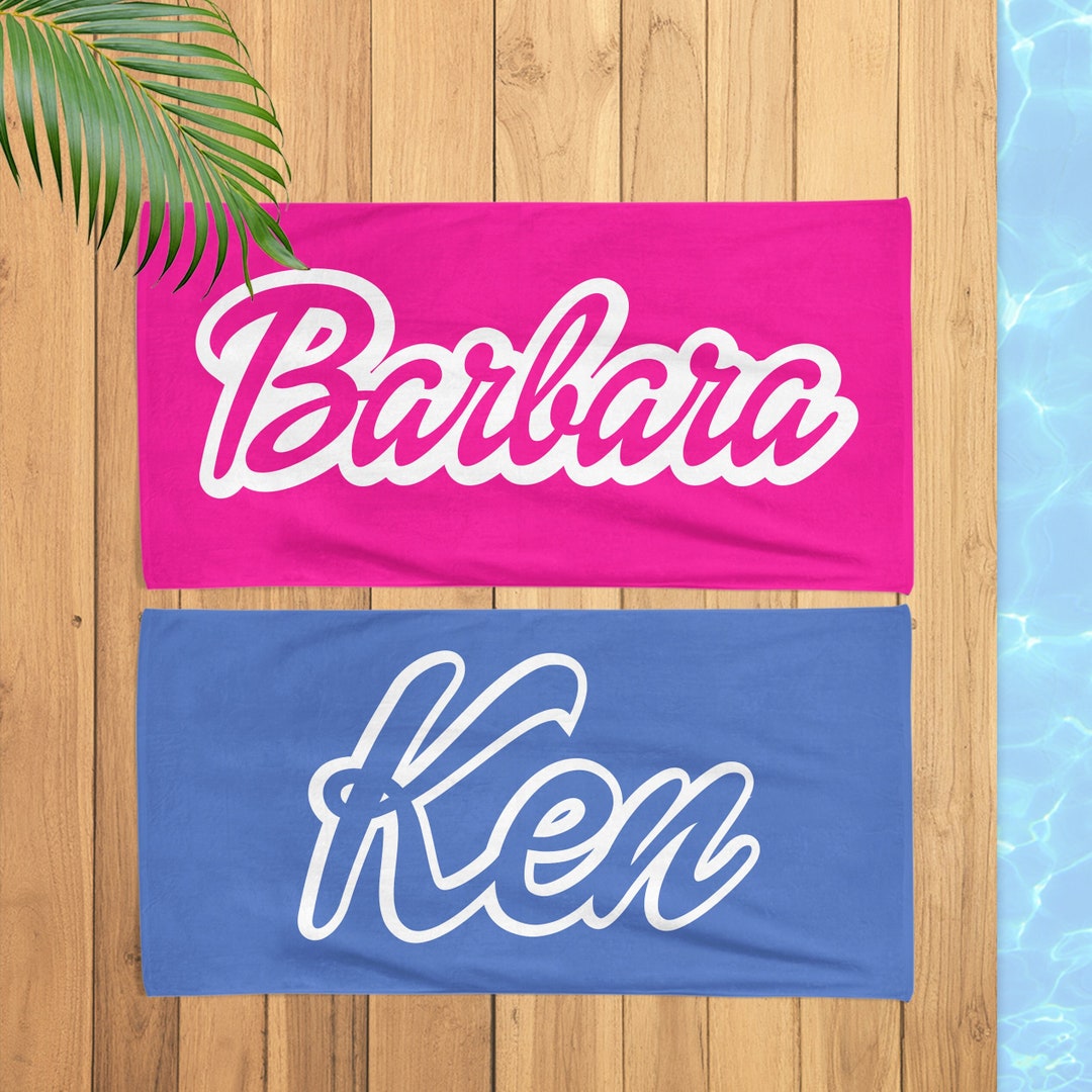 Retro Doll Script Font Custom Barbi Beach Towel Bachelorette - Etsy