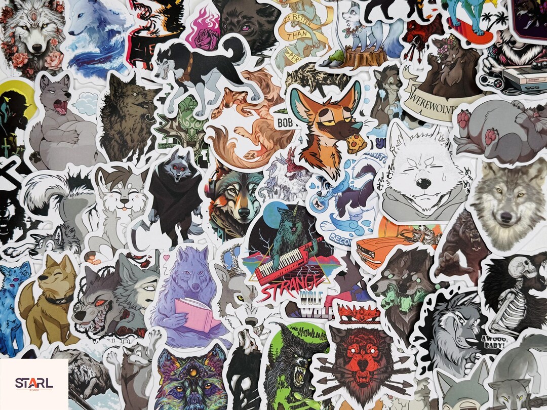 Wolf Sticker Pack – Aesthetic Wolf Art Stickers, Edgy Gothic Animal ...