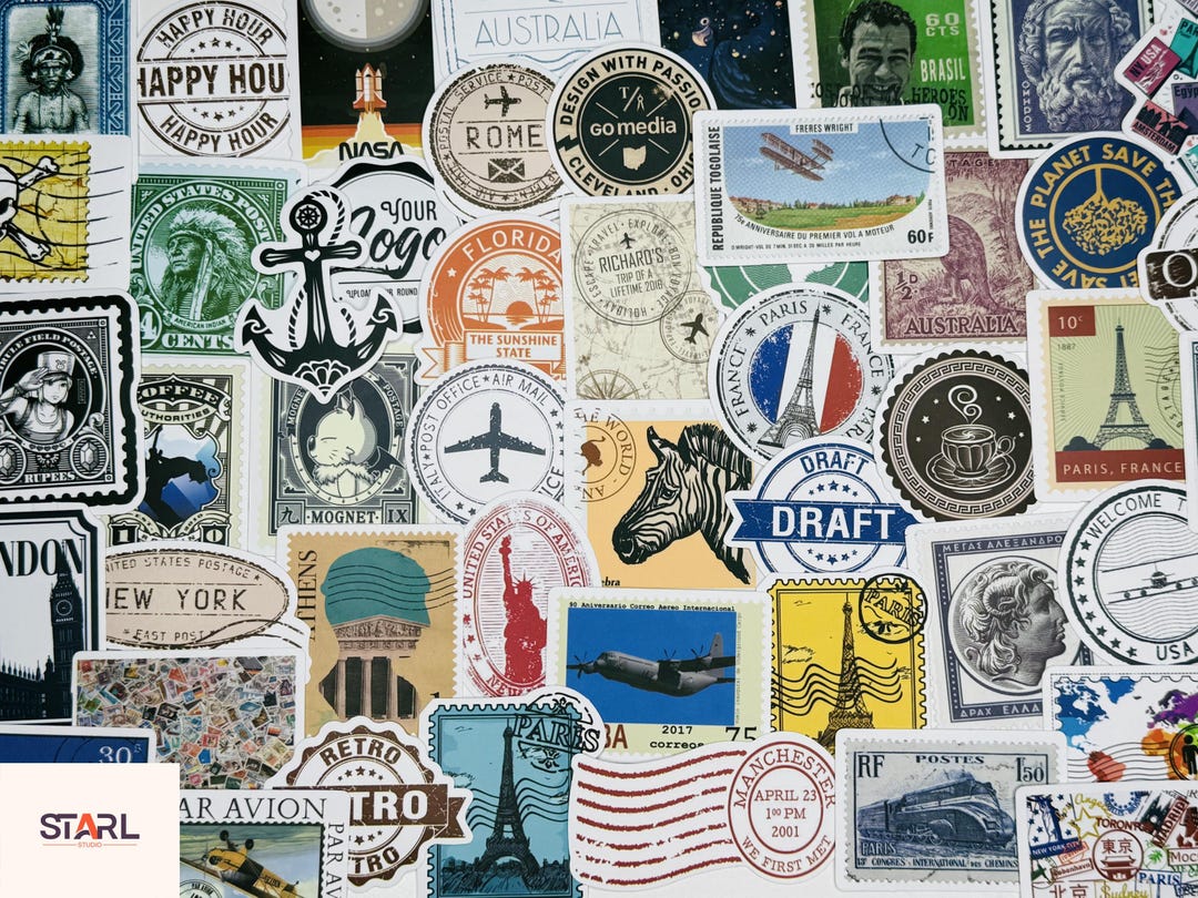 Stamps Themed Stickers, Vinyl Stickers, 10-50 Pcs Random Pack, FREE ...