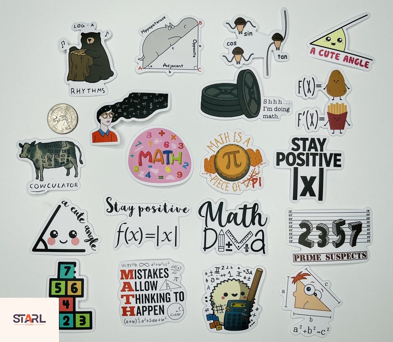 Math Stickers: Waterproof Vinyl Decals for Laptop, Water Bottle (10-50 ...