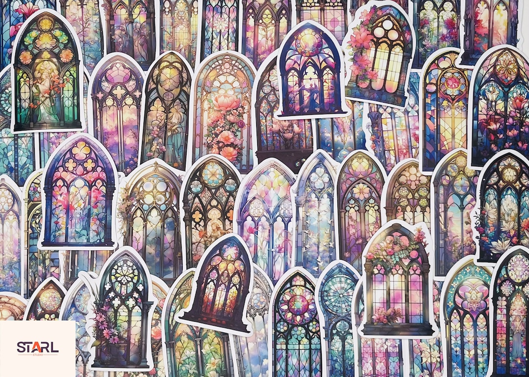 Stained Glass Window Stickers: Gothic Waterproof Vinyl Decals (10-50 ...