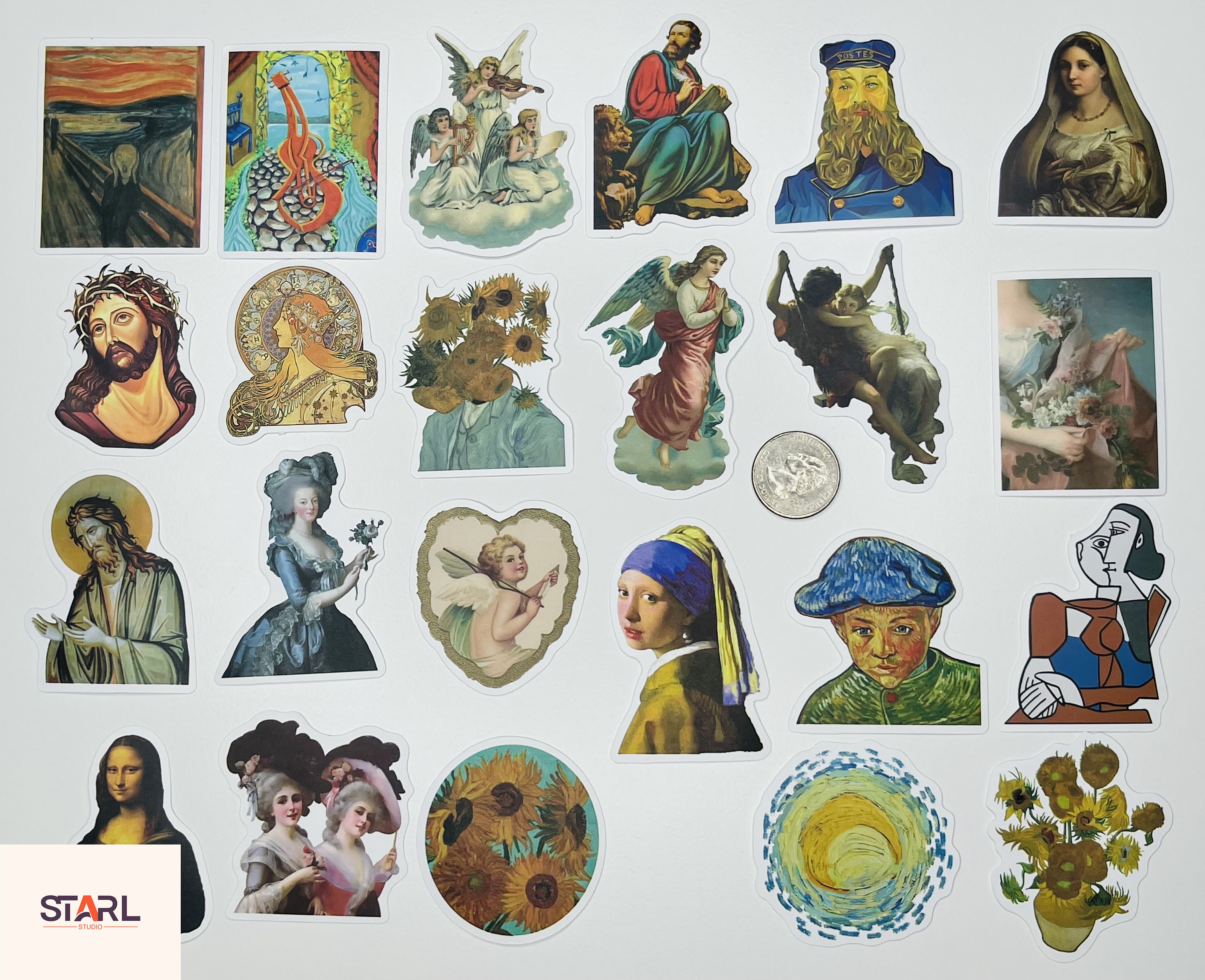 Famous Art Stickers Pack, Classic Painting Vinyl Stickers, Aesthetic ...