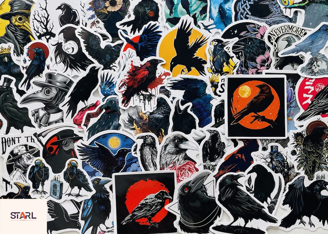 Crow & Raven Stickers: Waterproof Vinyl Decals, Laptop Stickers (10-50 ...