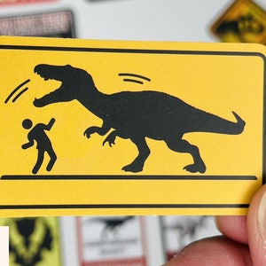 Dinosaur Warning Sign Stickers Pack | Funny Caution Dino Crossing Vinyl ...