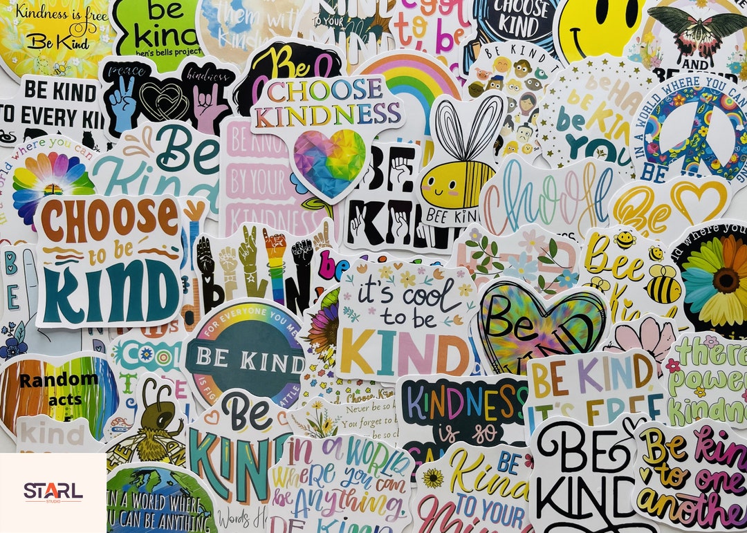 Be Kind Stickers Pack, Positive Quote Kindness Vinyl Decals, Waterproof ...