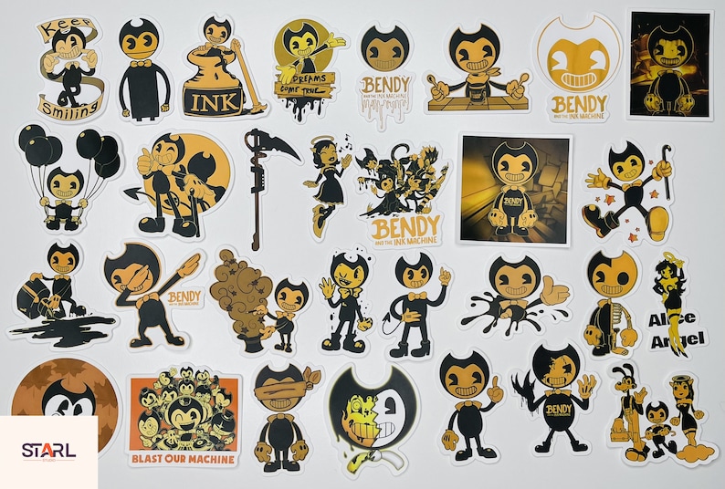 Bendy Stickers, Creepy Cartoon Stickers Pack, Waterproof Stickers for ...