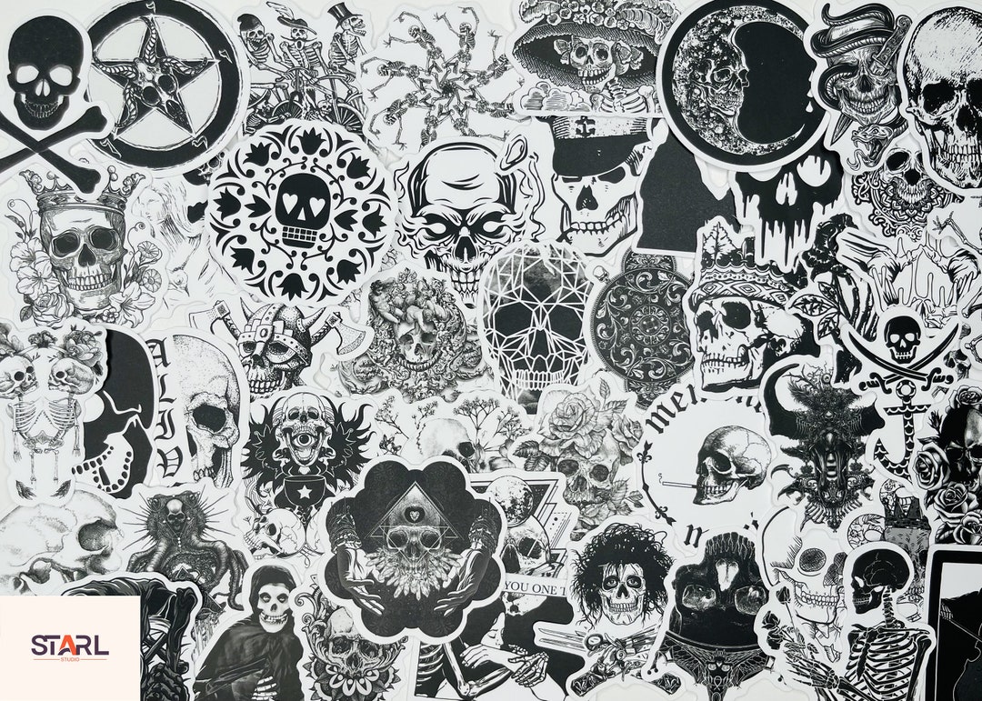 Gothic Skull Stickers: Waterproof Vinyl Decals for Laptop, Water Bottle ...