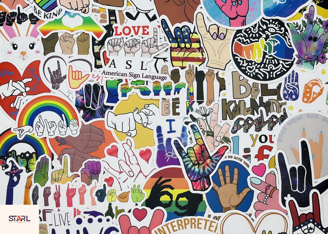 ASL Sign Language Stickers: Waterproof Vinyl Decals, Laptop Hydroflask ...