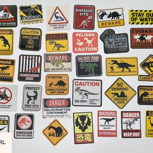 Dinosaur Warning Sign Stickers Pack | Funny Caution Dino Crossing Vinyl ...