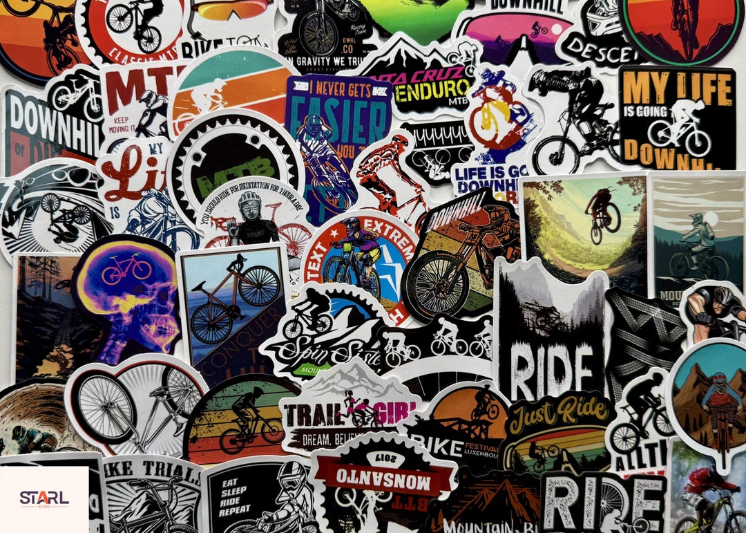 Mountain Biking Themed Stickers, Vinyl Stickers, 10-50 Pcs Random Pack ...