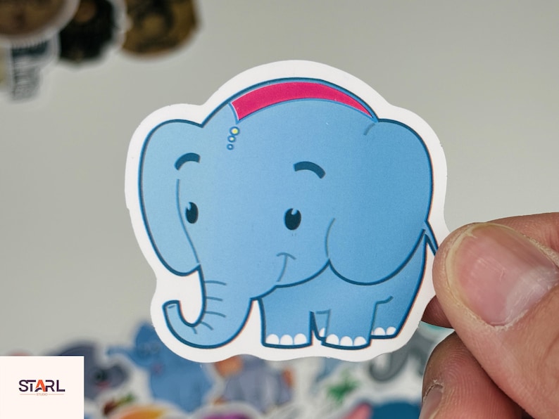 Elephant Stickers Pack, Cute Cartoon Elephant Vinyl Stickers, Animal ...