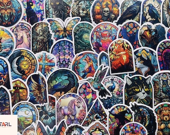 Floral Stained Glass Vinyl Sticker Sheet Great for Planners, Journaling ...