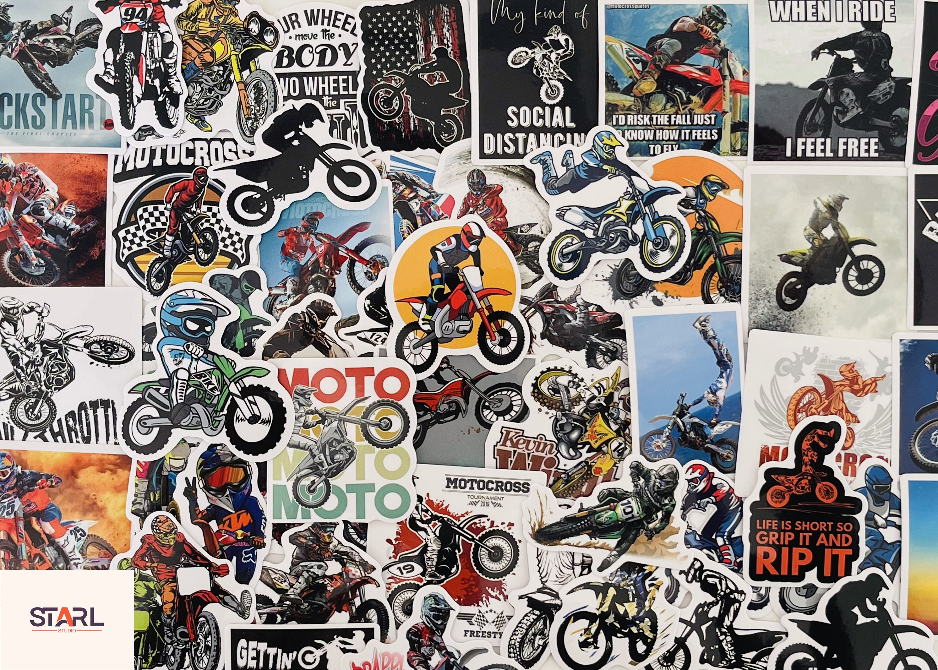 Motocross Stickers: Waterproof Vinyl Decals for Laptop, Water Bottle ...
